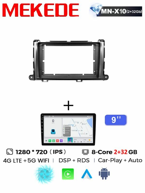 Магнитола 9" Mekede MN X10 Pro 2/32 Gb Toyota Sienna 3 XL30 2010-2014 carplay