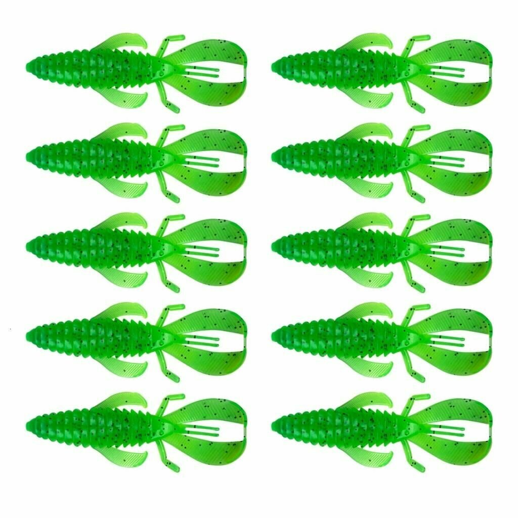 10 шт. Мягкие пластиковые черви для рыбалки, бутоны травы зеленые