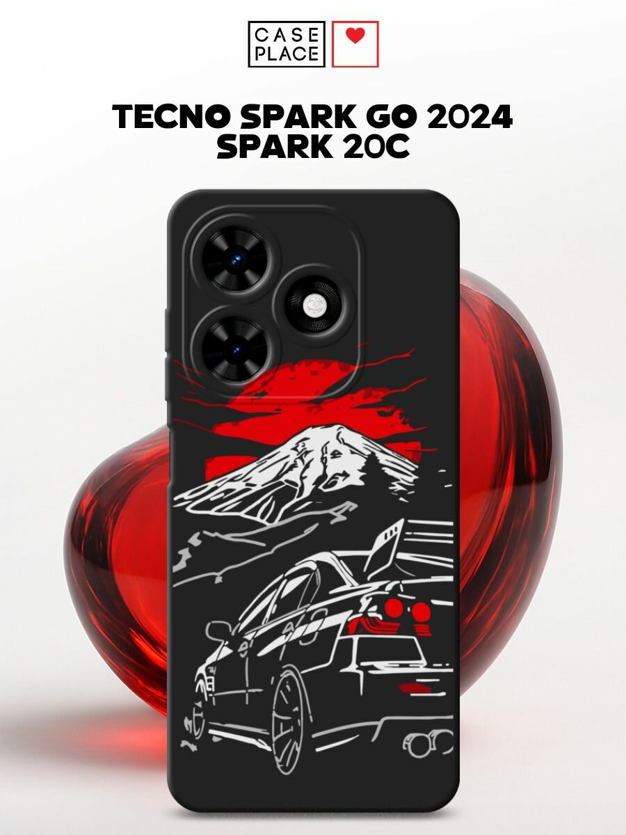 Черный матовый чехол на Tecno Spark Go 2024/Spark 20C / Текно Спарк Го 2024/Спарк 20C с принтом JDM