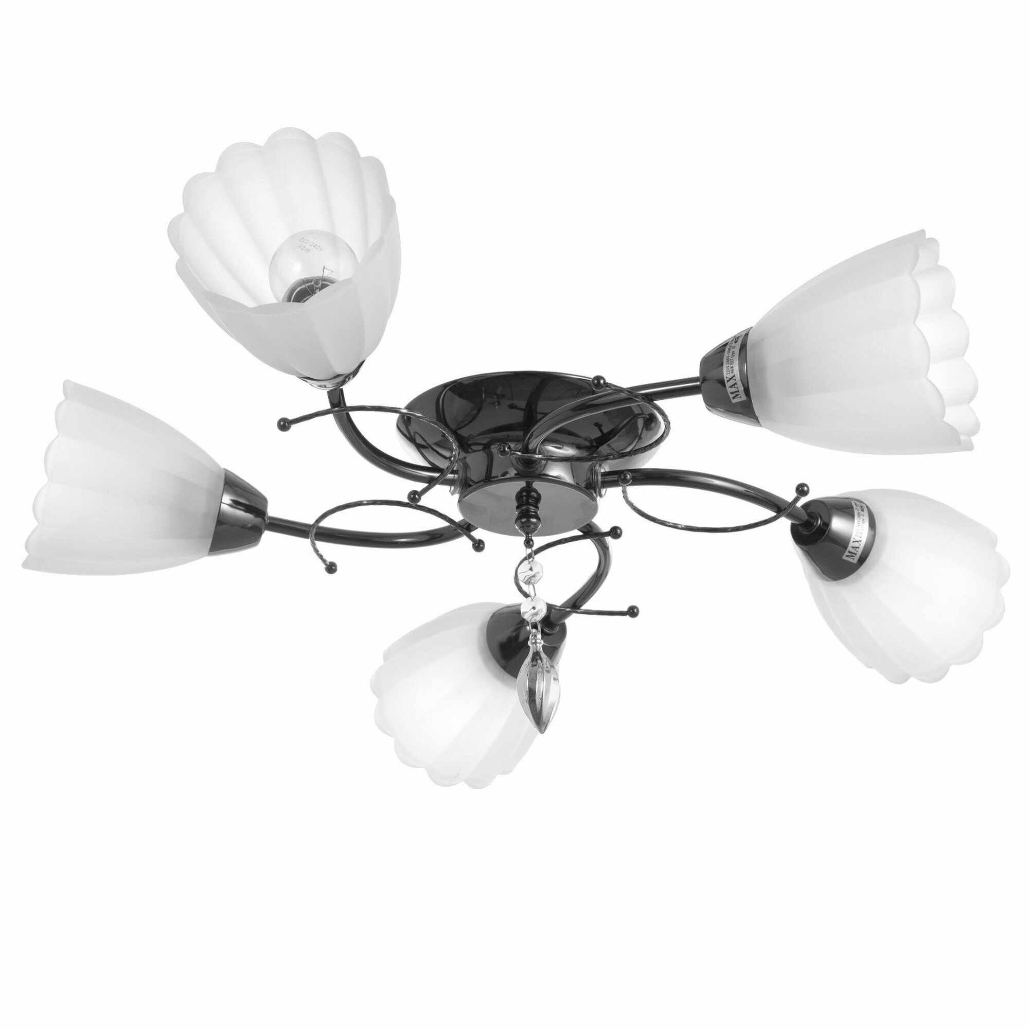 Люстра ЭкономСвет «Гелия», 54×52×17 см, 5×40 Вт, Е27, черный хром