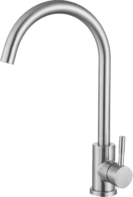 Смеситель для кухни Haiba HB71304-3 с поворотным изливом, матовый, однорычажный, нержавеющая сталь, с керамическим картриджем