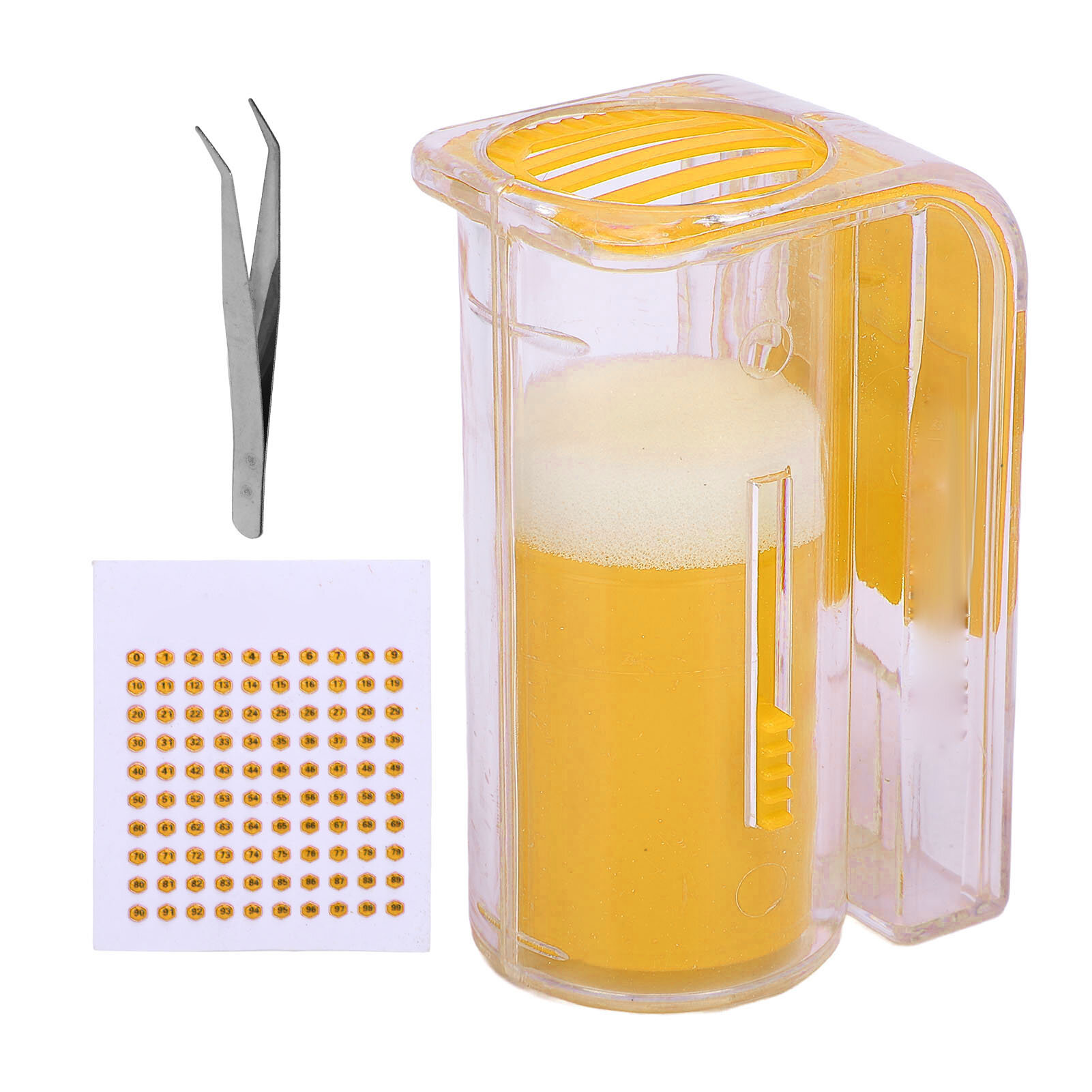Королева пчела Marking Kit Professional Queen Bee Marking Cage с наклейкой с номером 0-99 и пинцетом для пчеловода Yellow