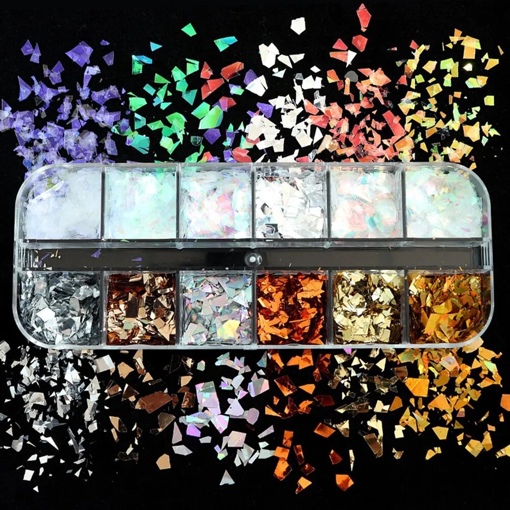 Пилетка для ногтей Хлопья эпоксидной смолы Наполнители для формочек 3D Голографические украшения для ногтей