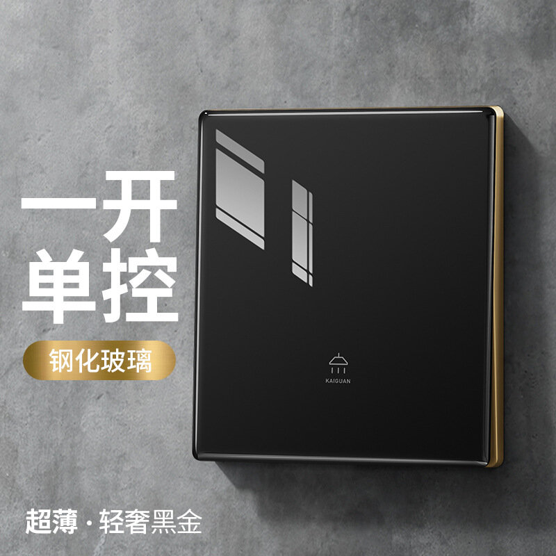 Подтусклый тип 86 ультратонкий черный закаленное стекло выключатель розетки панели стены дома пять отверстий розетки