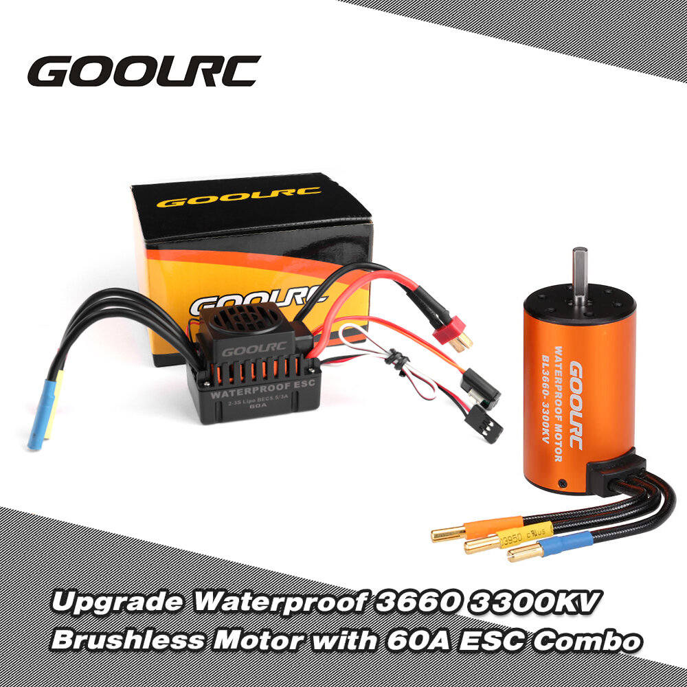 GoolRC Upgrade Водонепроницаемый 3660 3300KV Бесщеточный Двигатель с Комбинированным Набором 60A ESC для 1/10 RC Автомобиля Грузовика