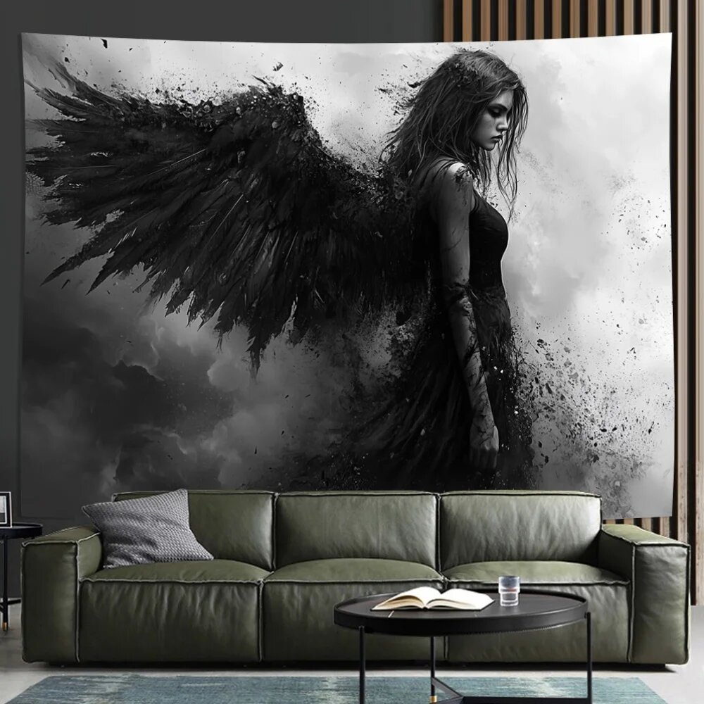 3D черный ангел гобелен 100x70 см 150x230cm59x91in, LF-5130034GT-