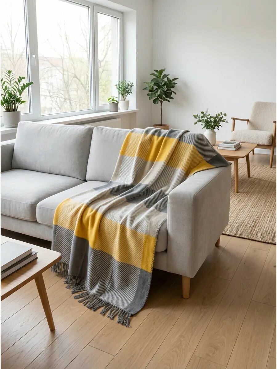 Плед Natali's Carpets, хлопок, Турция, 180x220 см, двухсторонний, клетчатый