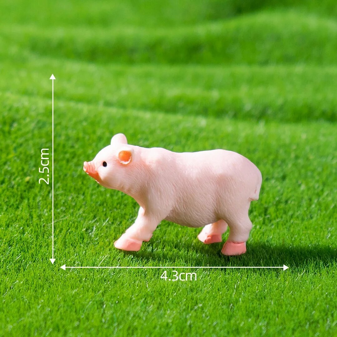 Миниатюрная фигурка поросёнка из ПВХ, Розовый, Pig B