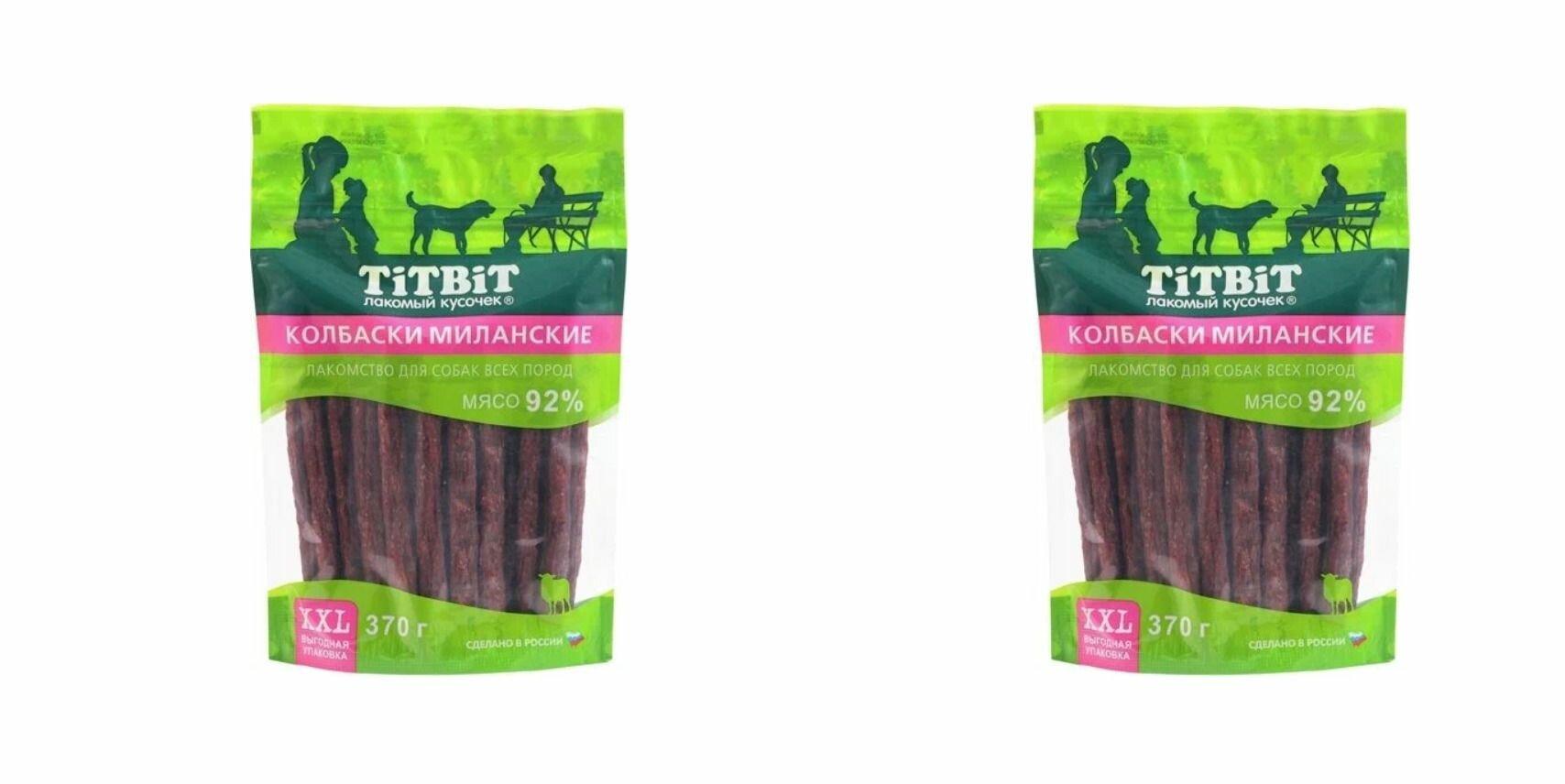 Titbit Лакомство для собак, Колбаски Миланские XXL, 370 г, 2 шт