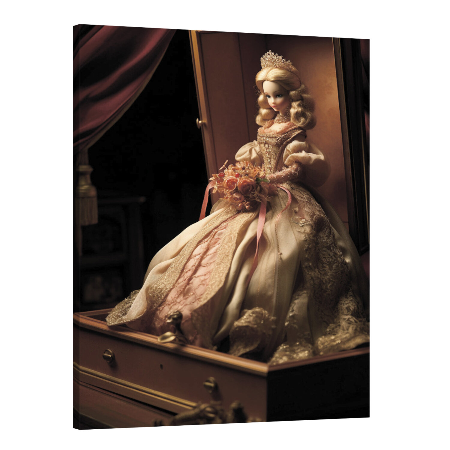 Интерьерная картина 50х70 "Кукла в волшебной шкатулке"