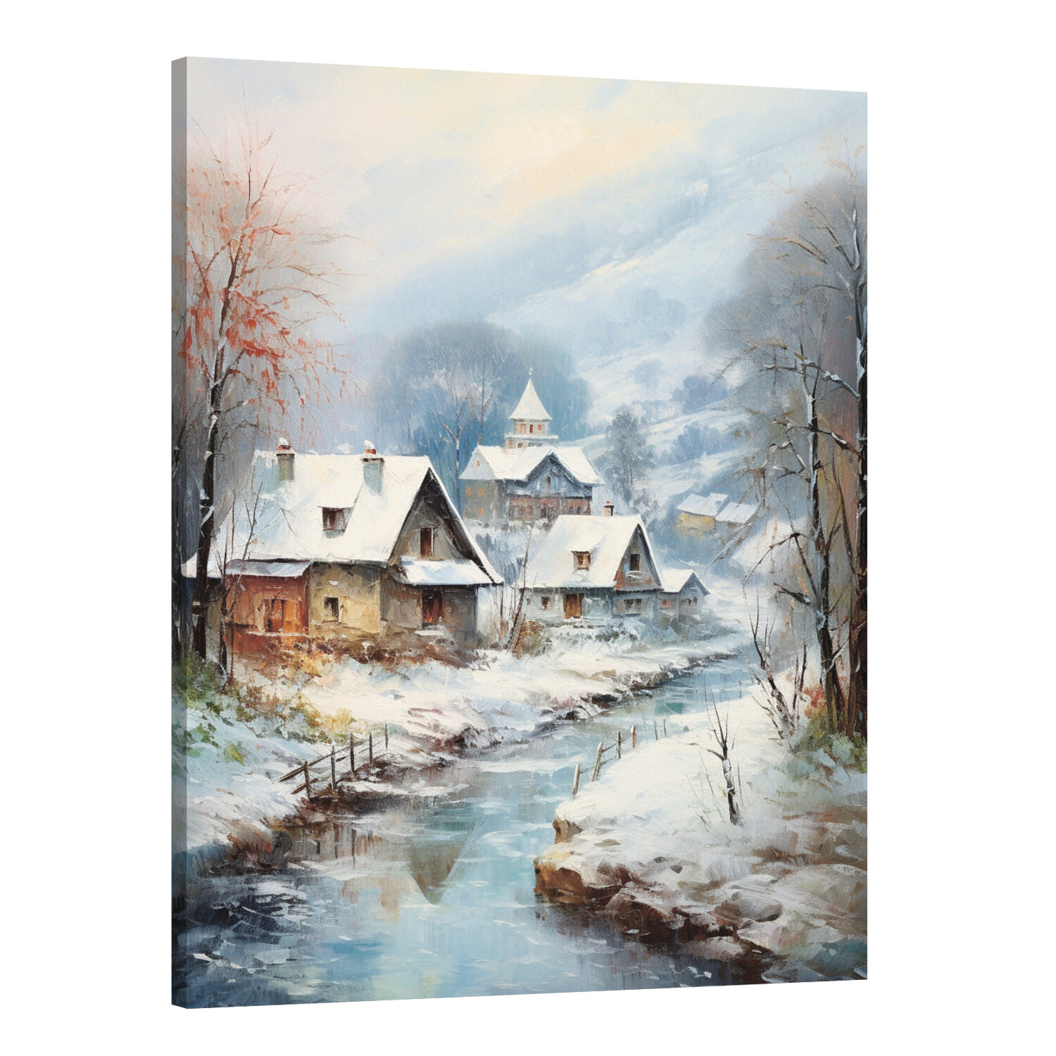 Интерьерная картина 50х70 "Зимняя деревня"