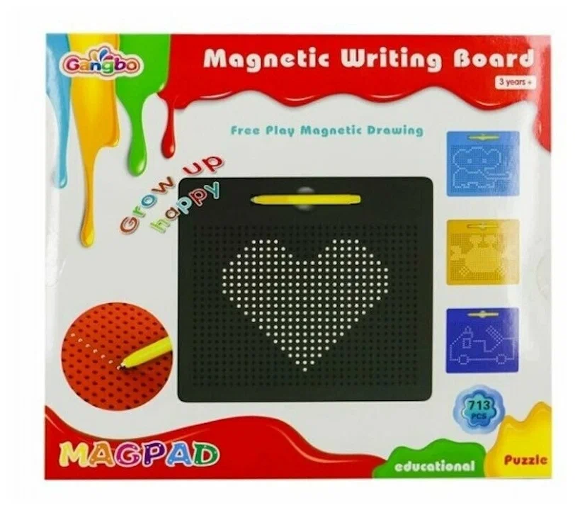Магнитный планшет для рисования, обучающая магнитная доска - Магпад, "Magpad - Magnetic Writing Board" 713 шариков