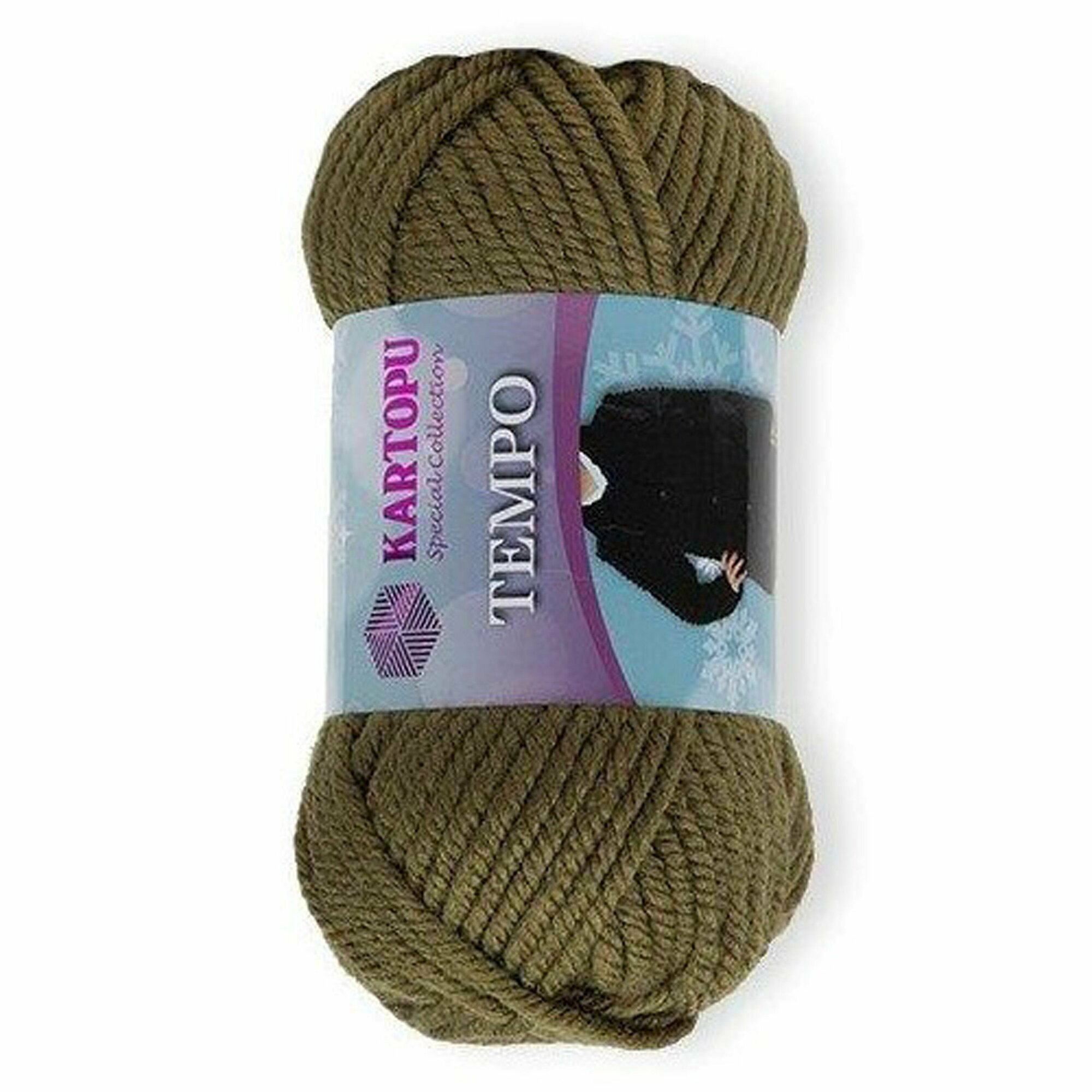 1 Моток Пряжа Kartopu TEMPO 600GR 75% Акрил 25% Супервош Шерсть 200 гр. - 80 м. цвет 395