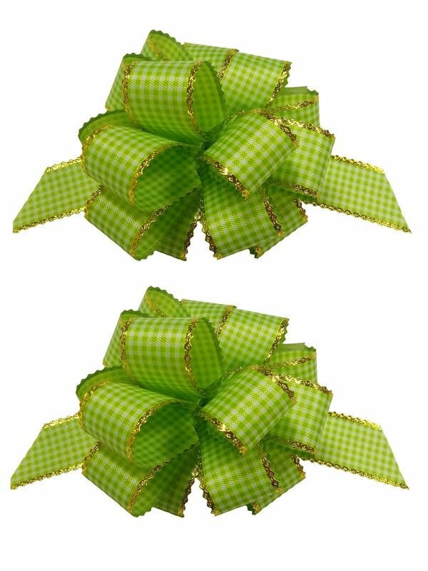 Бант-шар 2 штуки подарочный с золотым тиснением 23 мм клетка цвет зеленый