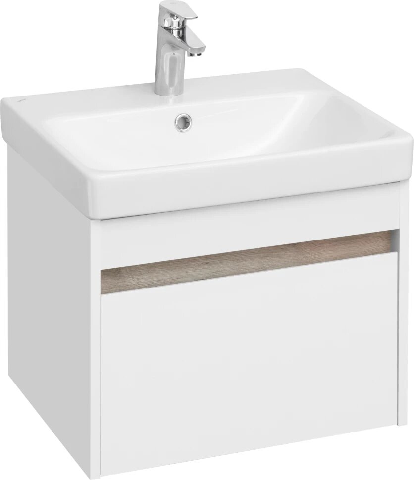 Тумба с раковиной белый глянец/ясень шимо 55 см Акватон Марти 1A2632K0MY010