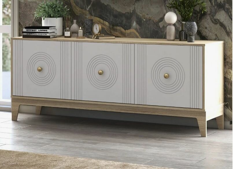 Комод "Адриана" Белый софт/Дуб сонома, 1783х726х450 (мм) лдсп, мдф