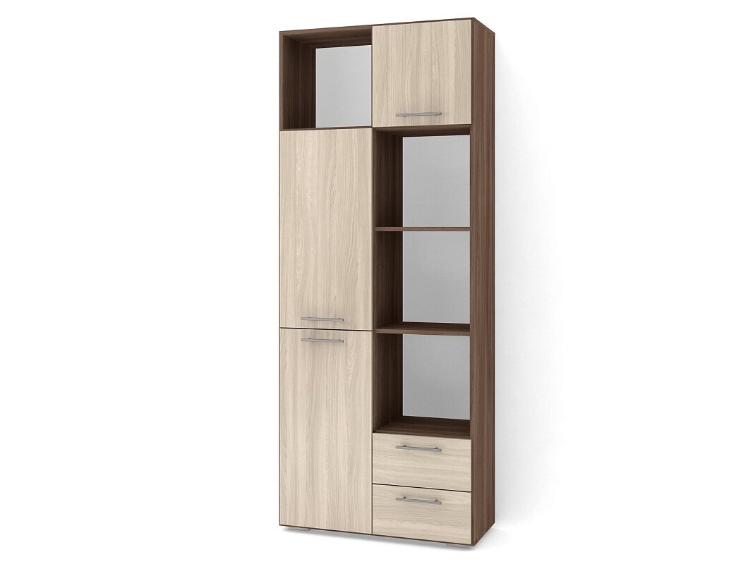 Стеллаж МебельЛэнд24 Бриз - 2.05 81x35x202 трехдверный с 2 ящиками