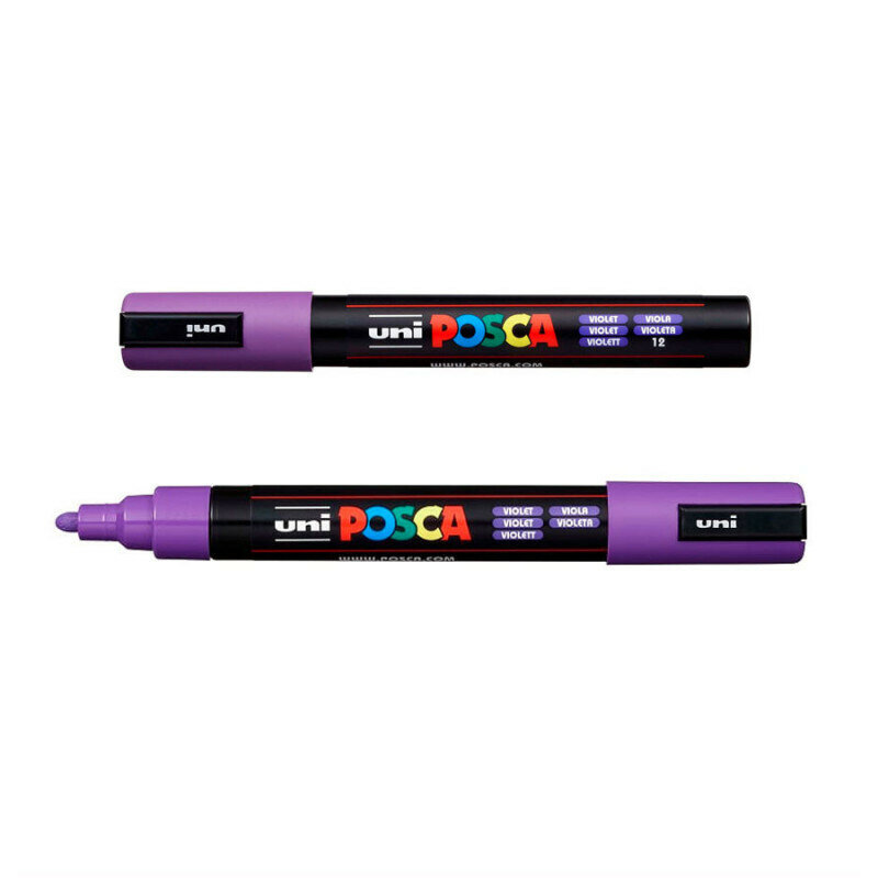 Маркер Uni POSCA PC-5M фиолетовый, 1.8 - 2.5 мм, пулевидный наконечник(номер цвета 12)