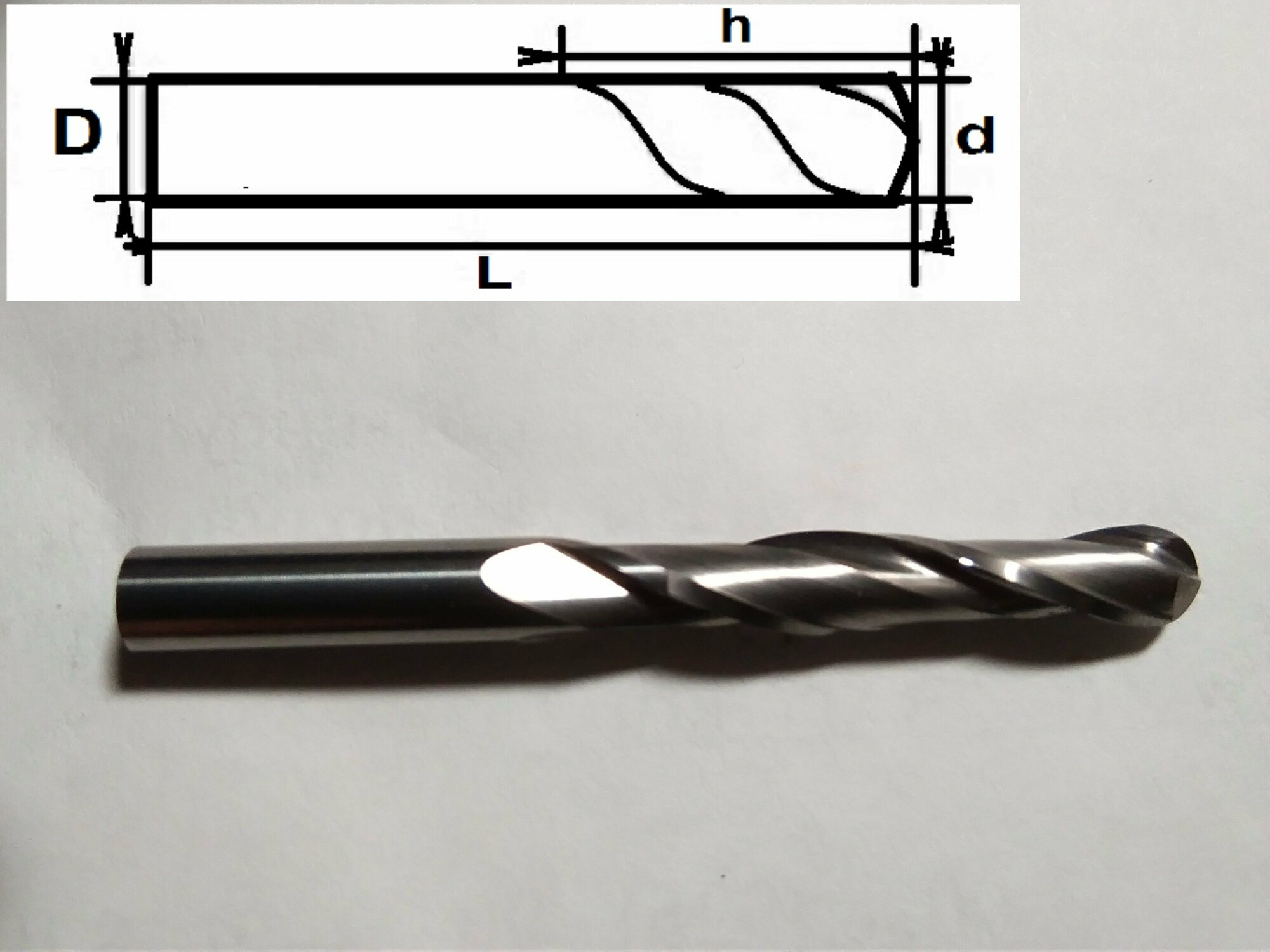 Спиральная двухзаходная сферическая (для 3D) SLQ525, d-5/ h-25/ D-5/ L-50. X series для чпу станка