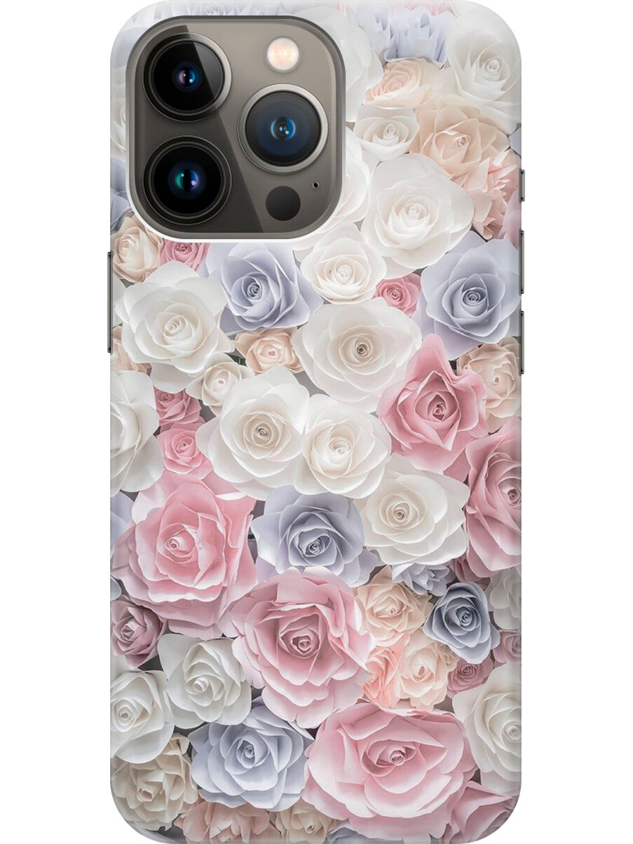 Силиконовый чехол на Apple iPhone 13 Pro / Эпл Айфон 13 Про с рисунком "Пастельные розы"