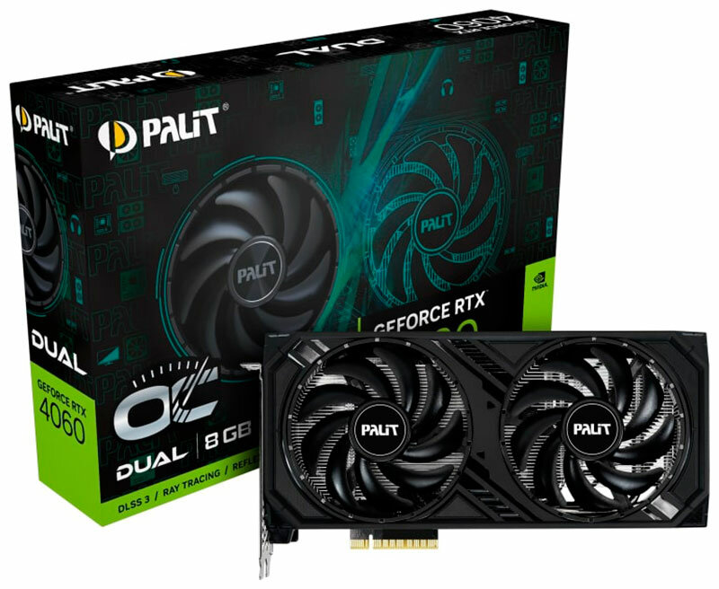 Видеокарта Palit GeForce RTX 4060 DUAL OC 8GB (NE64060T19P1-1070D)