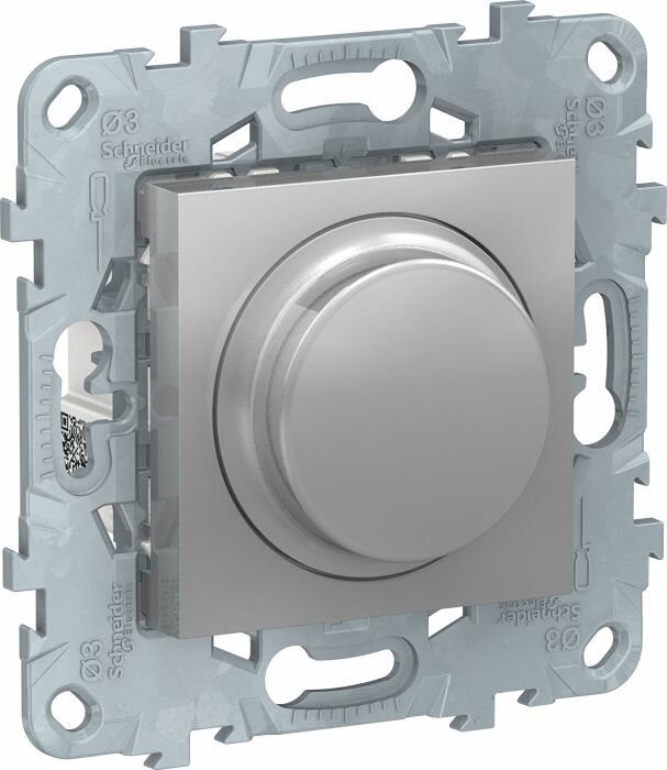 Светорегулятор поворотно-нажимной универсальный 5-200Вт алюминий UNICA NEW LED, NU551430