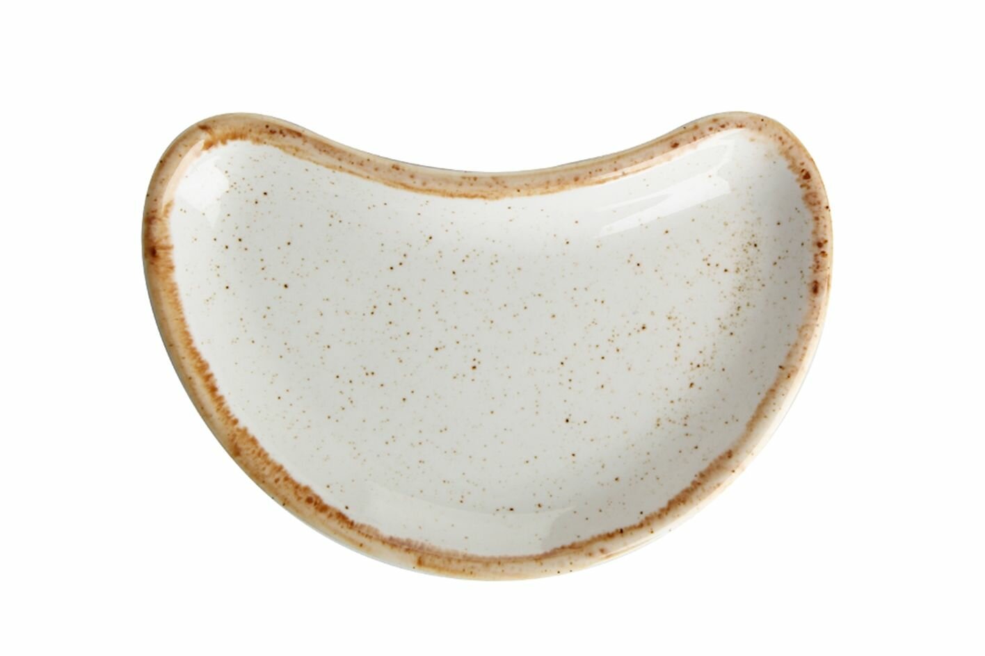 Соусник фарфоровый "Porland" полумесяц 30мл 11х7см бежевый