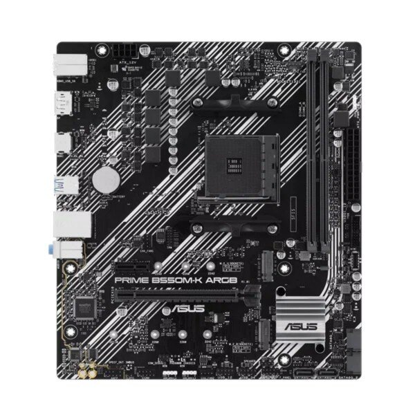 Материнская плата ASUS PRIME B550M-K ARGB, AM4, AMD B550, 2xDDR4, 4xSATA, 2xM.2, 1xPCIe 4.0 x16, 1xPCIe x1, DisplayPort, HDMI, 1x 1Gb LAN, 6xUSB, 3x3.