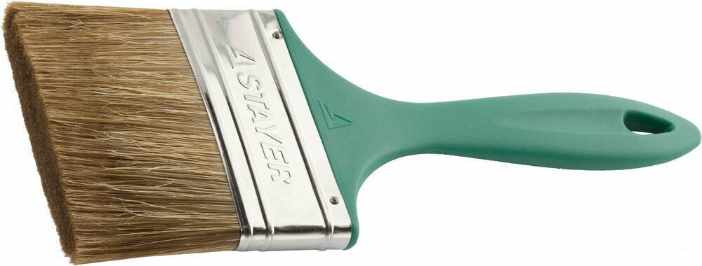 STAYER LASUR-EURO, 100 мм, 4 , смешанная щетина, пластмассовая ручка, для высокотекучих ЛКМ, плоская кисть (01081-100)
