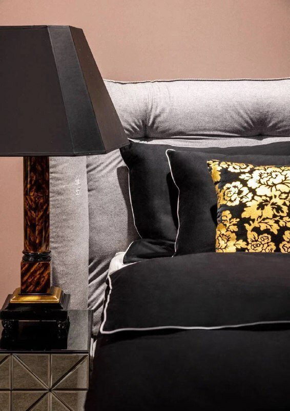 Постельное белье Евро, Сатин, чёрное с кантом, Наволочки 50х70 / Комплект постельного белья, премиум