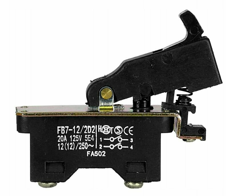 Выключатель (кнопка) FB7-12/2D2 12(12)A 250V для китайских болгарок (УШМ), электропил с предвключением