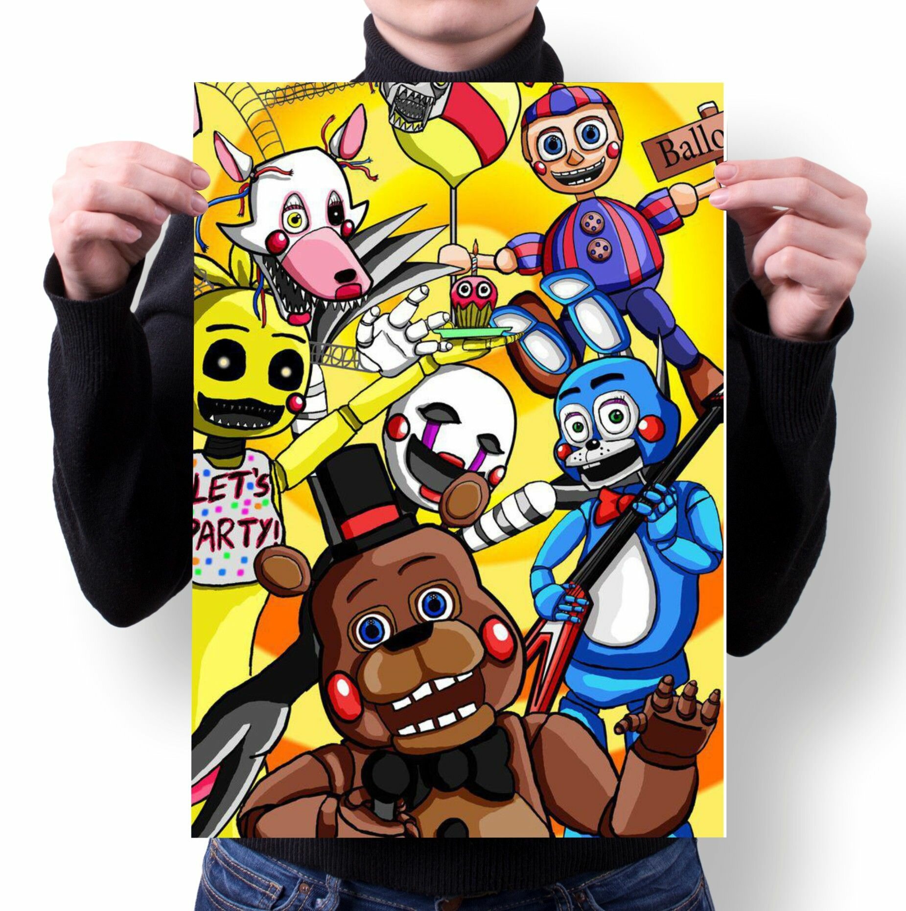 Плакат формата А3 с принтом "5 ночей с Фредди"