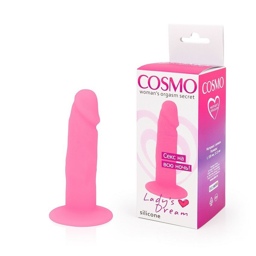 Фаллоимитатор COSMO Lady's Dream, на присоске, силикон, 10см, розовый