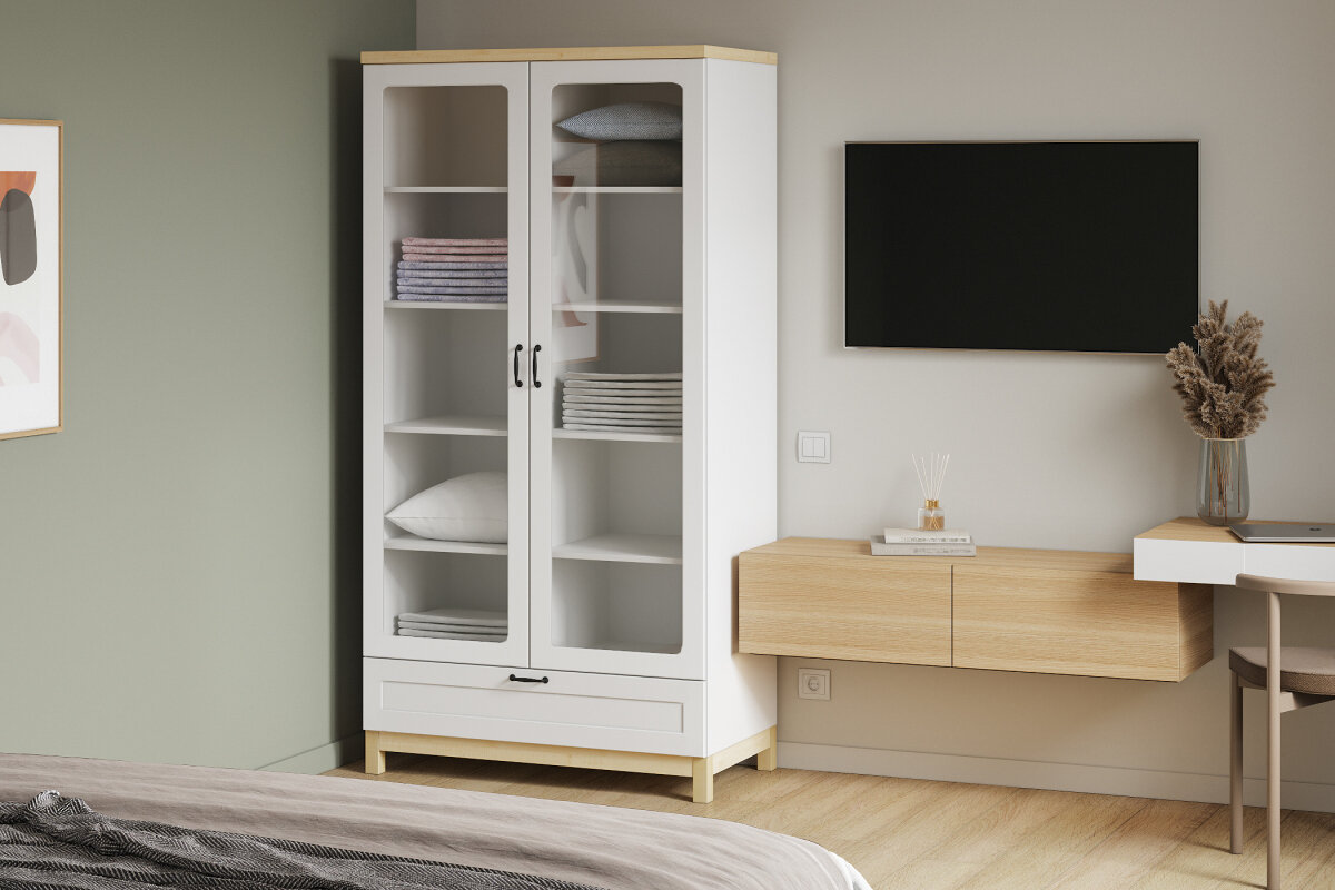 Шкаф распашной Техас-4 МДФ для документов для книг для обуви для одежды для посуды двухдверный 90*210*50