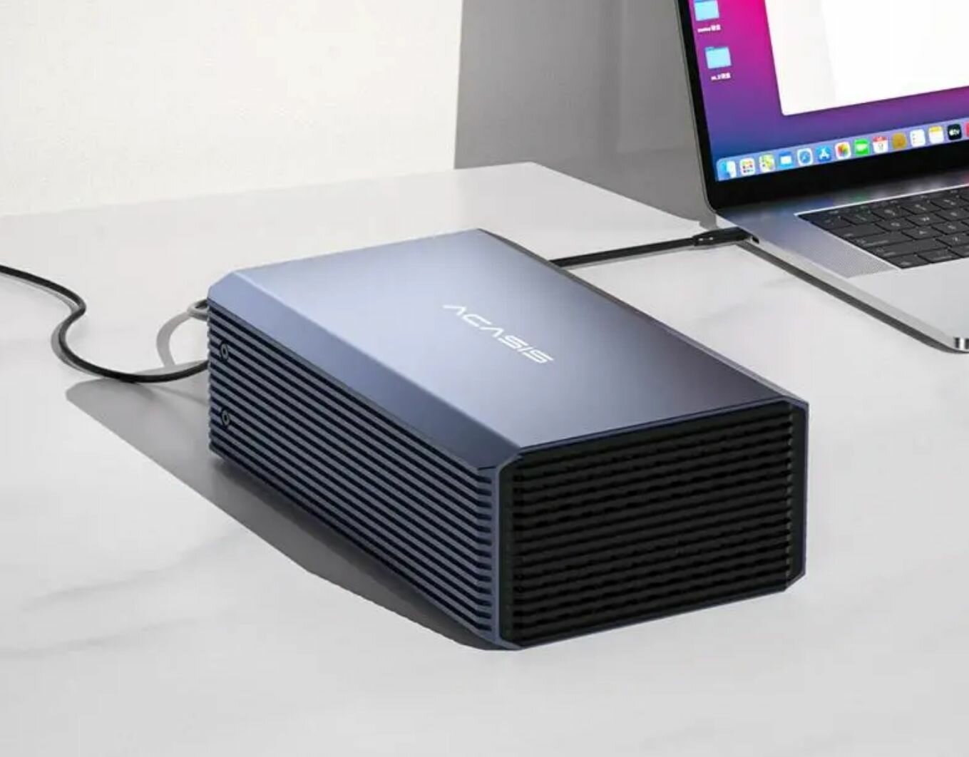 Внешний металлический корпус Acasis для двух жестких дисков HHD SATA 3.5 Grey Metall Dual-Bay RAID