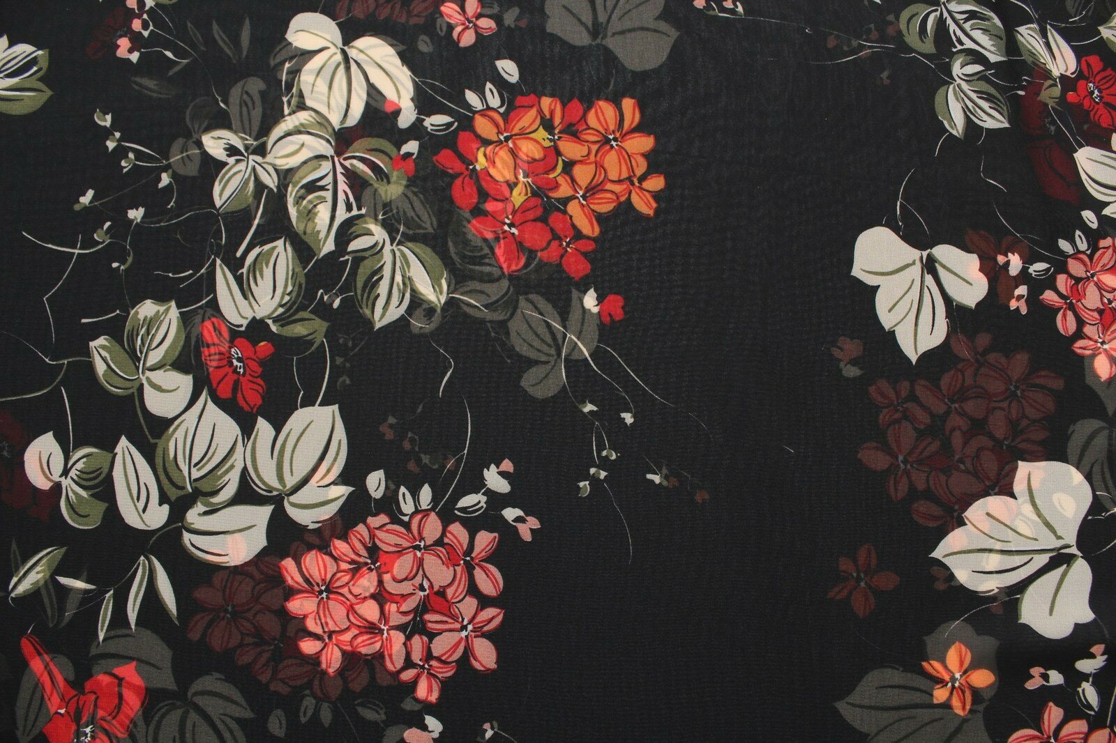 Ткань Жоржет чёрный с узором, ш145см, 0,5 м