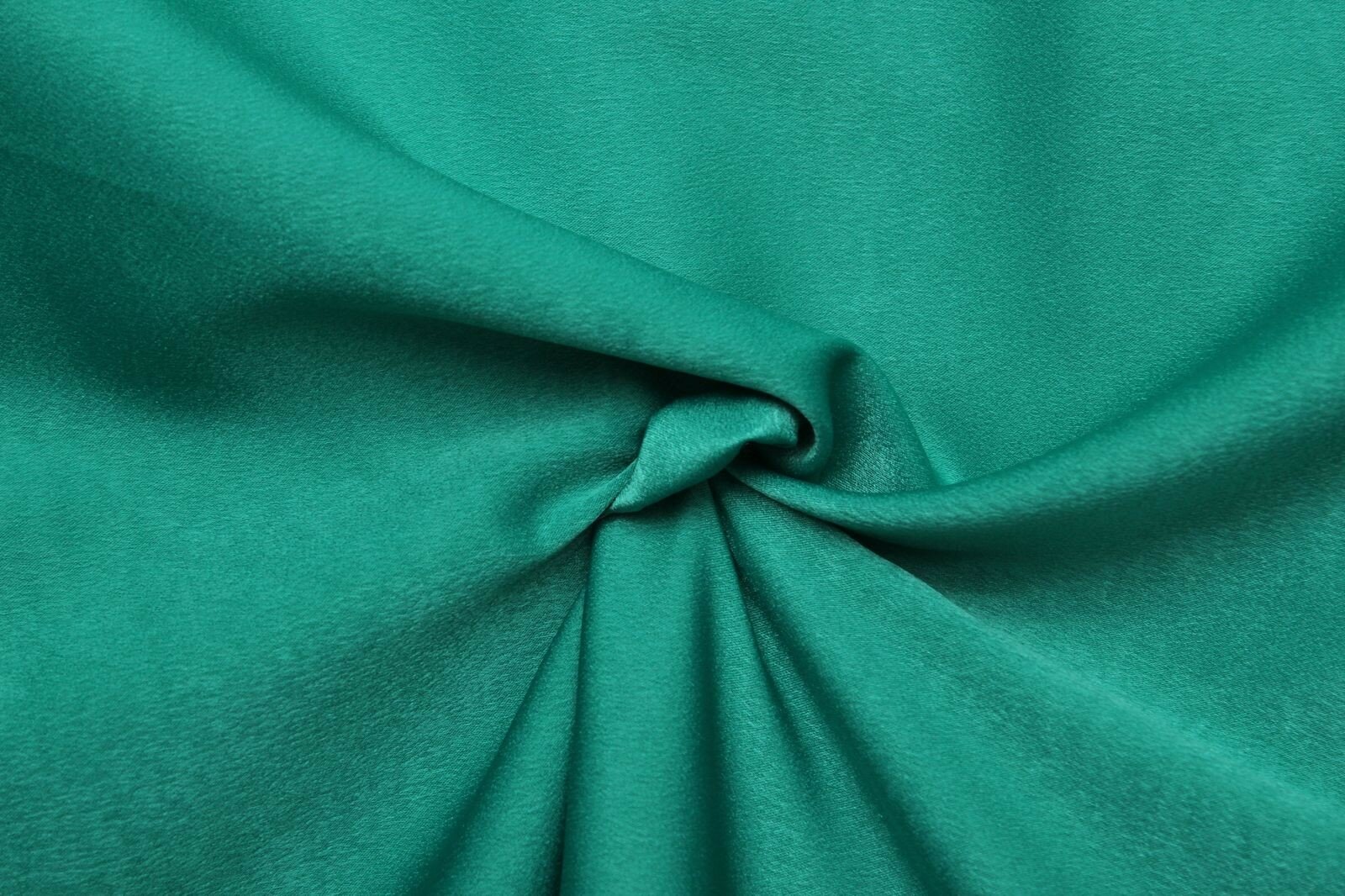 Ткань Креп-сатин-стрейч изумрудно-бирюзовый плотный, ш142см, 0,5 м