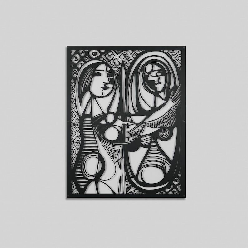 Декоративное панно деревянное, Пикассо: Девушка перед зеркалом (черный цвет)