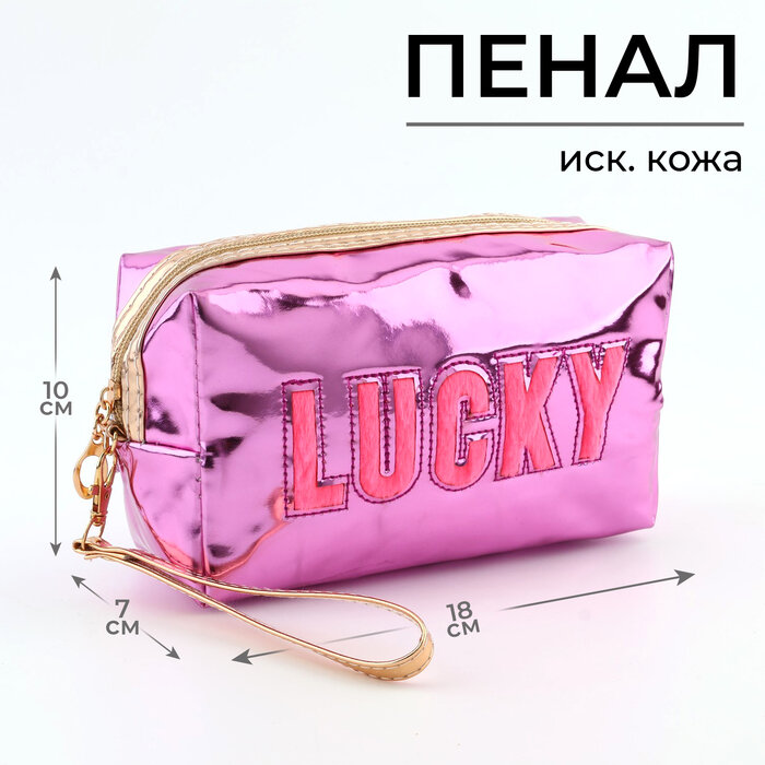 Пенал школьный «1 сентября: Lucky», иск. кожа, 18 х 10 х 7 см, фиолетовый цвет, 10102978