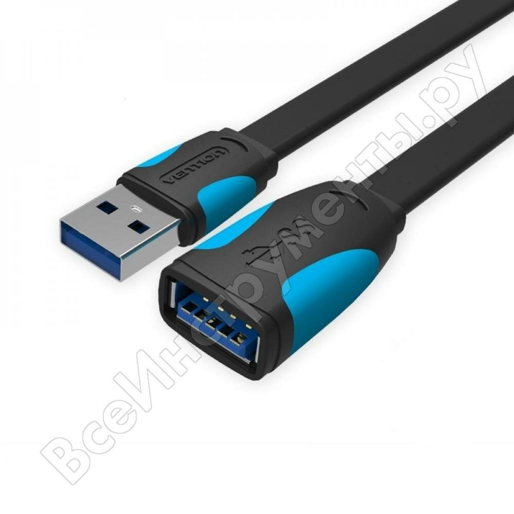 Кабель-удлинитель Vention USB 3.0 AM/AF - 2 м плоский VAS-A13-B200