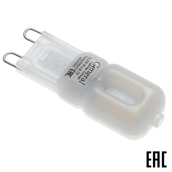 Лампа светодиодная "капсула" пластик т/б свет 2,3Вт 653400 GLDEN-G9-4-M-220-2700К 220В General (4 шт. в комплекте)