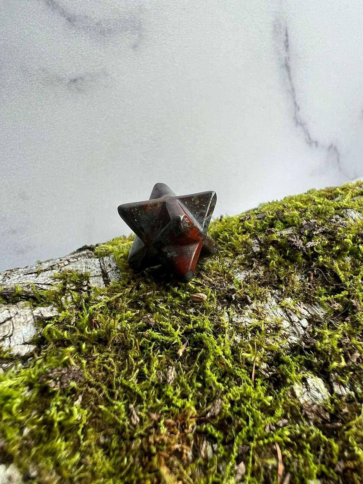 Оберег звезда меркаба из Яшмы зелено-красной , 13х13 мм,