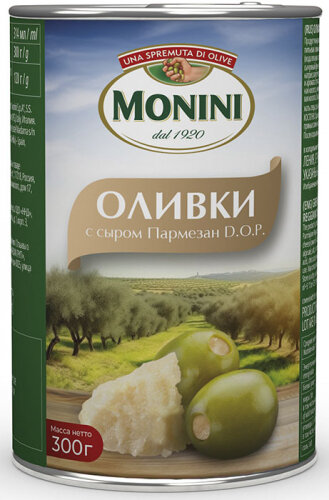 Оливки Monini с сыром Пармезан D.O.P. 300 г