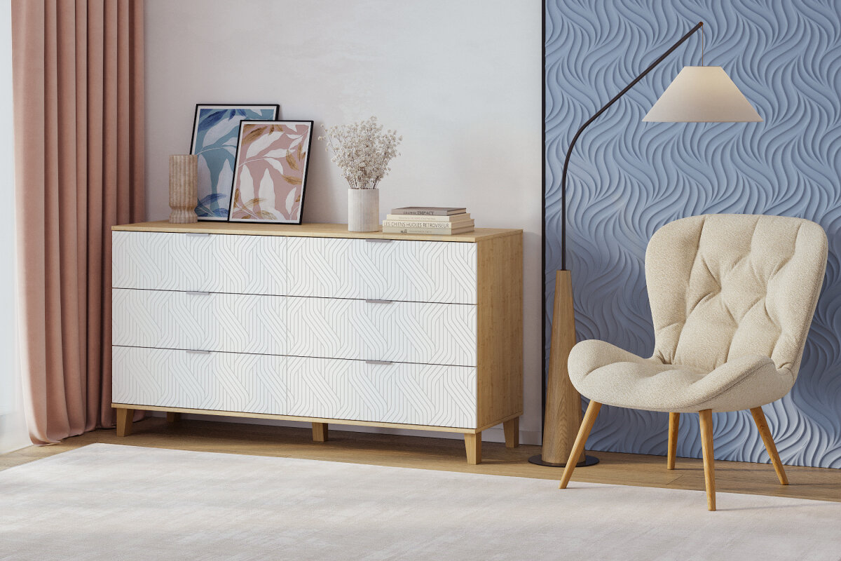 Комод Марвин 7.1 фрезеровка 3 Белый для документов для книг для обуви для одежды для посуды 140*80*40