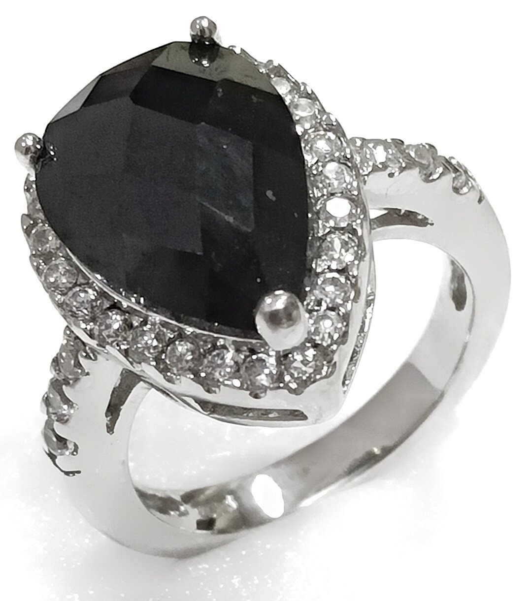 Перстень, серебро, 925 проба, родирование, фианит