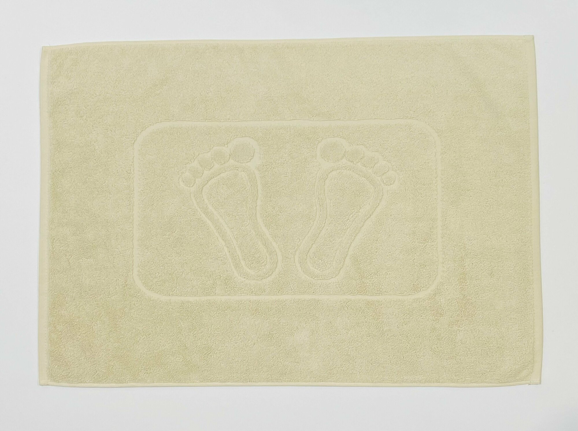 Махровое толстое полотенце для ног, коврик для ног в ванную "Ножки" 50х80 см Светло-Бежевое