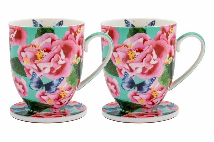 Набор 2 кружки с подставками Камелии, 0,4 л (Maxwell&Williams)