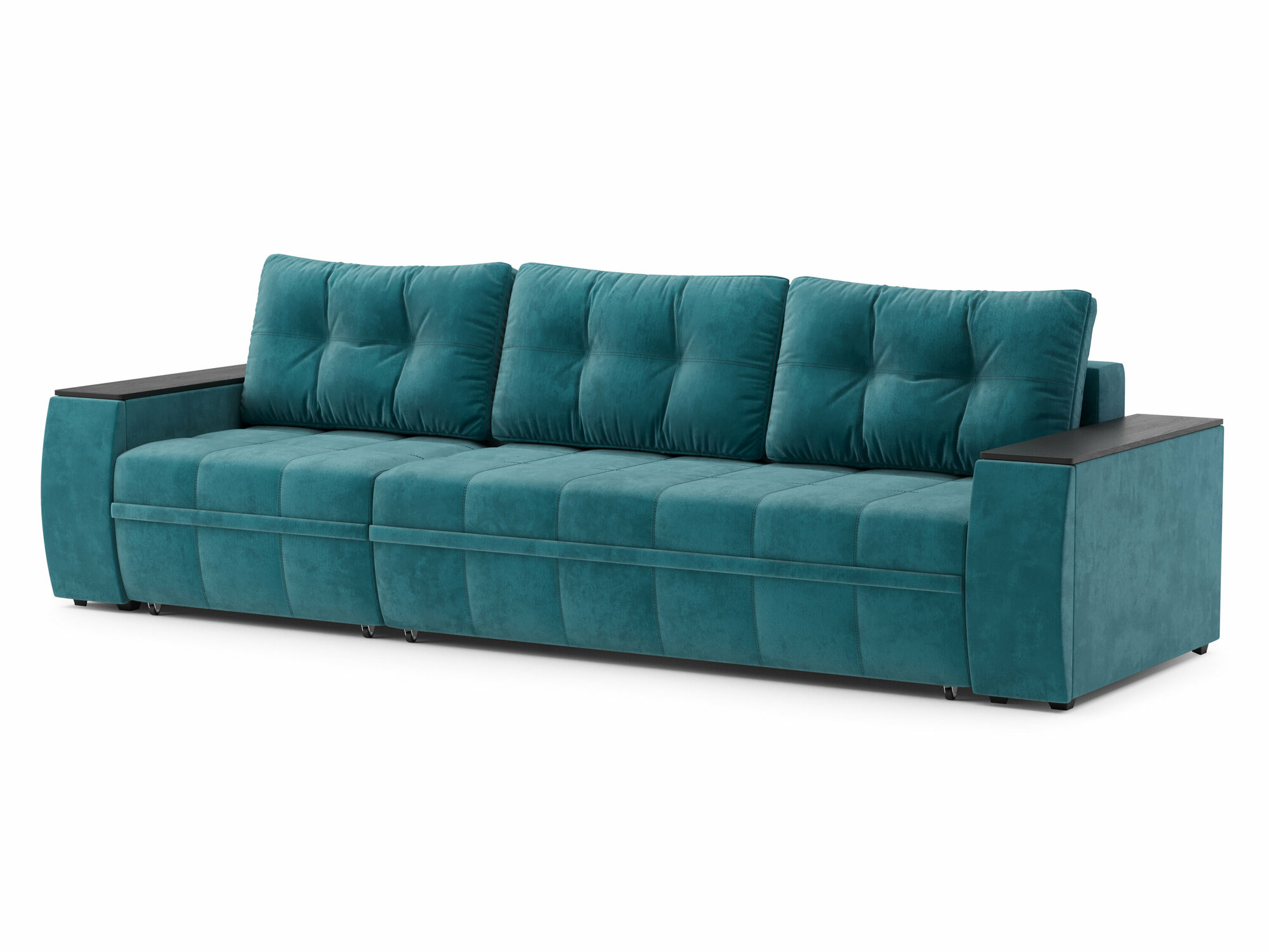 Диван-кровать Мустанг Лонг с кресельной частью, с утяжками, еврокнижка, прямой, велюр, сп. место 270х160