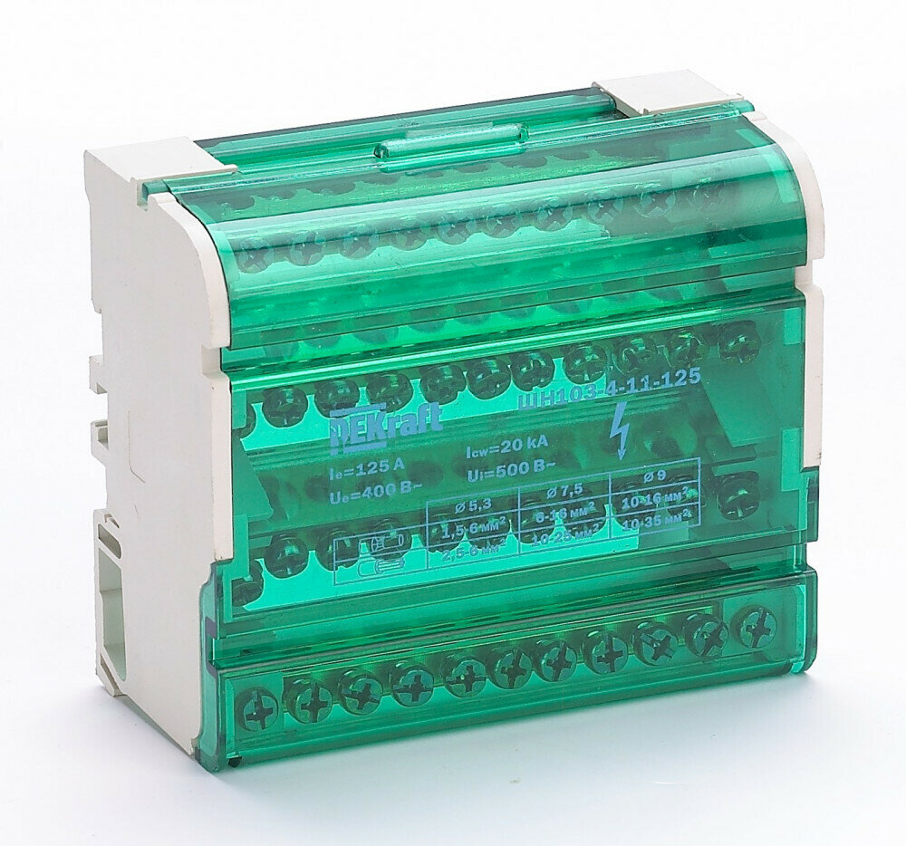 Кросс-модуль DEKraft на DIN-рейку, 4х11 групп, 125 А, ШН-103
