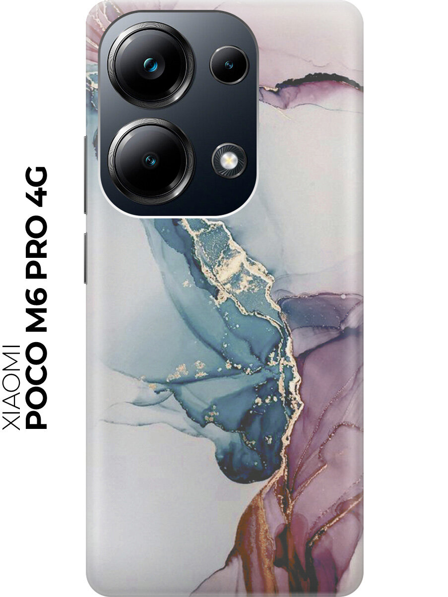 Силиконовый чехол на Xiaomi Redmi Note 13 Pro 4G / Poco M6 Pro 4G / Сяоми Редми Ноут 13 Про 4г / Поко М6 Про 4г с рисунком "Сине-розовый мрамор"